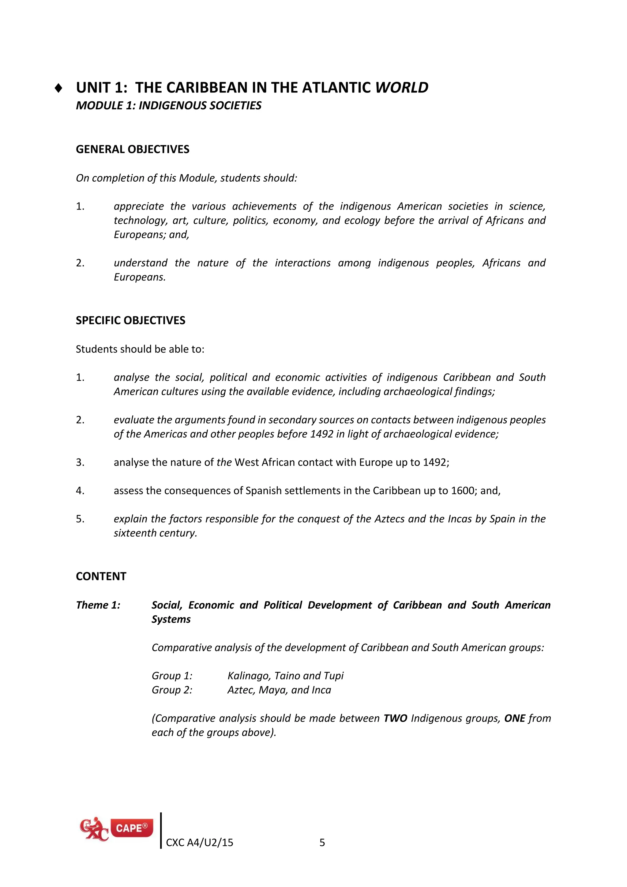 CAPE® History Syllabus, Specimen Paper, Mark Scheme and Subject Reports.pdf