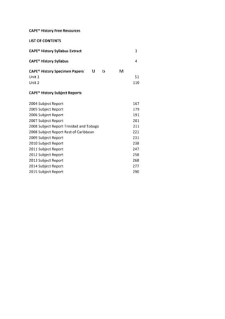 CAPE® History Syllabus, Specimen Paper, Mark Scheme and Subject Reports.pdf