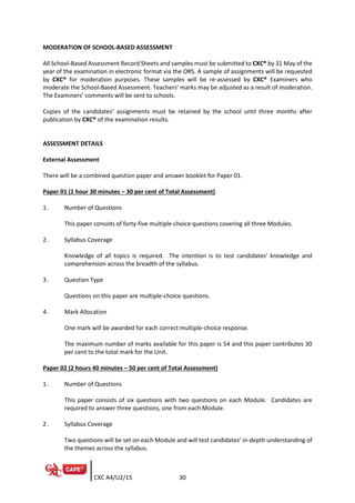 CAPE® History Syllabus, Specimen Paper, Mark Scheme and Subject Reports.pdf