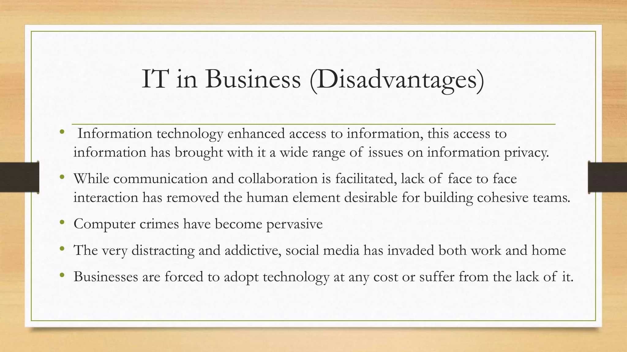 The impact of information technology on society | PPTX