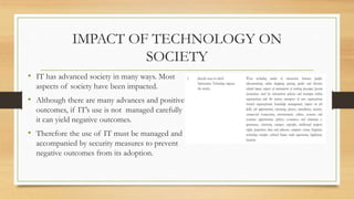 The impact of information technology on society | PPTX