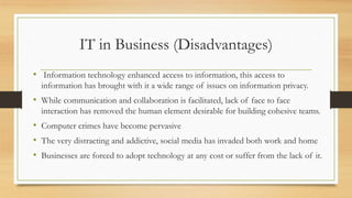 The impact of information technology on society | PPTX