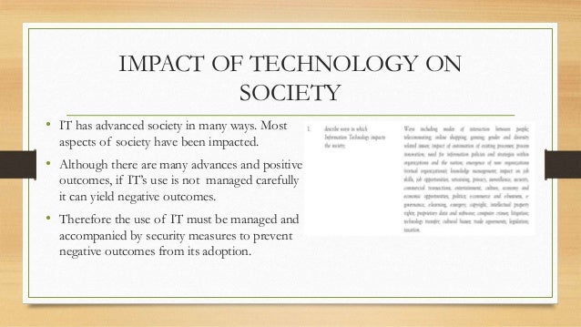 The impact of information technology on society