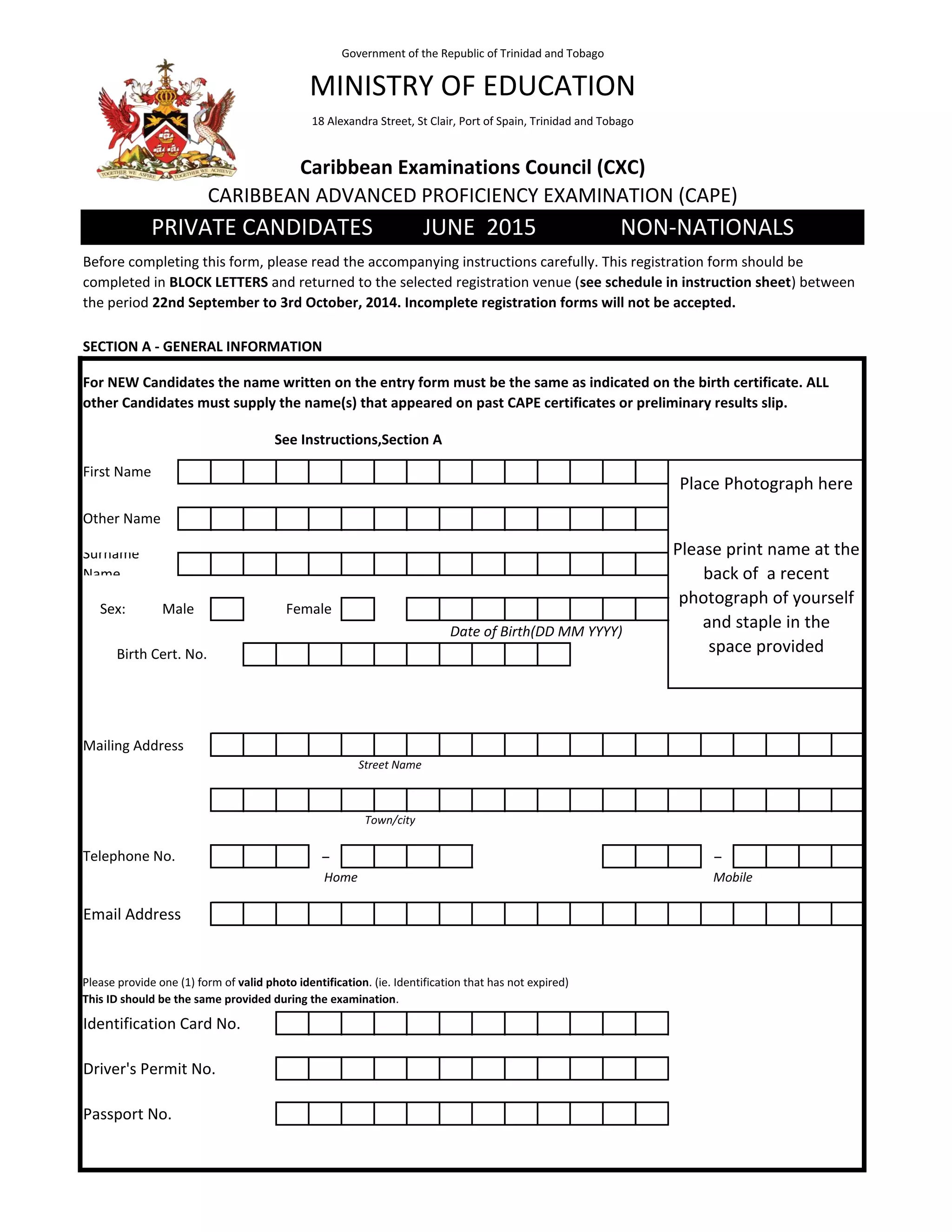 Cape june 2015_non-nationals_application_forms | PDF | Educational ...