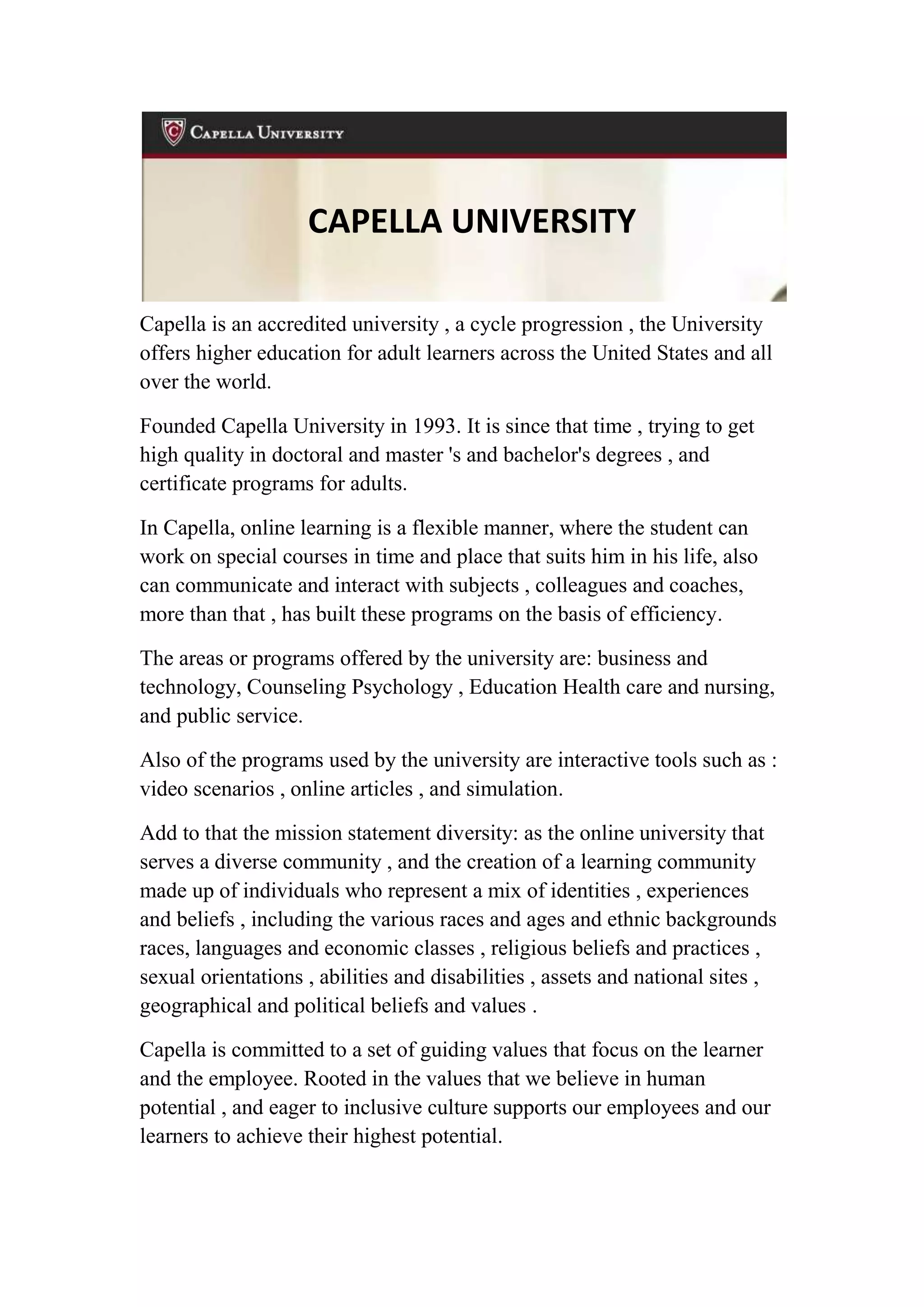 Capella university | DOCX | Education