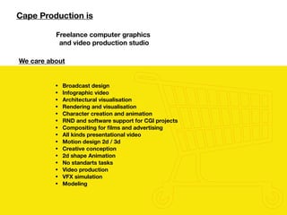 Cape production (cgi vfx and video production studio) presentation rus ...
