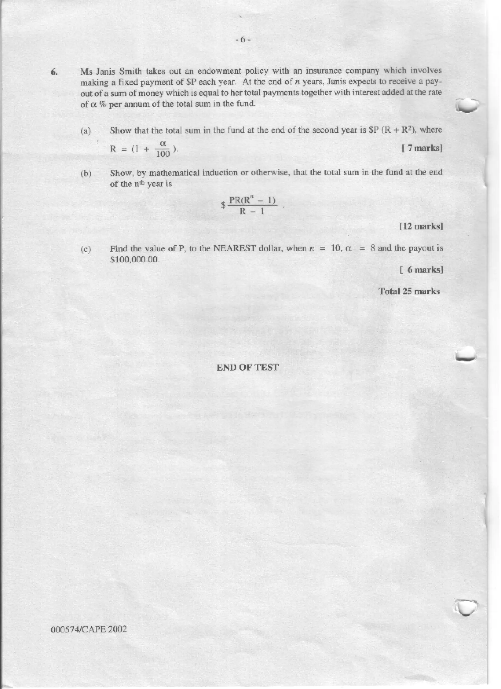 Cape pure math 2002 unit 2 paper 2 | PDF