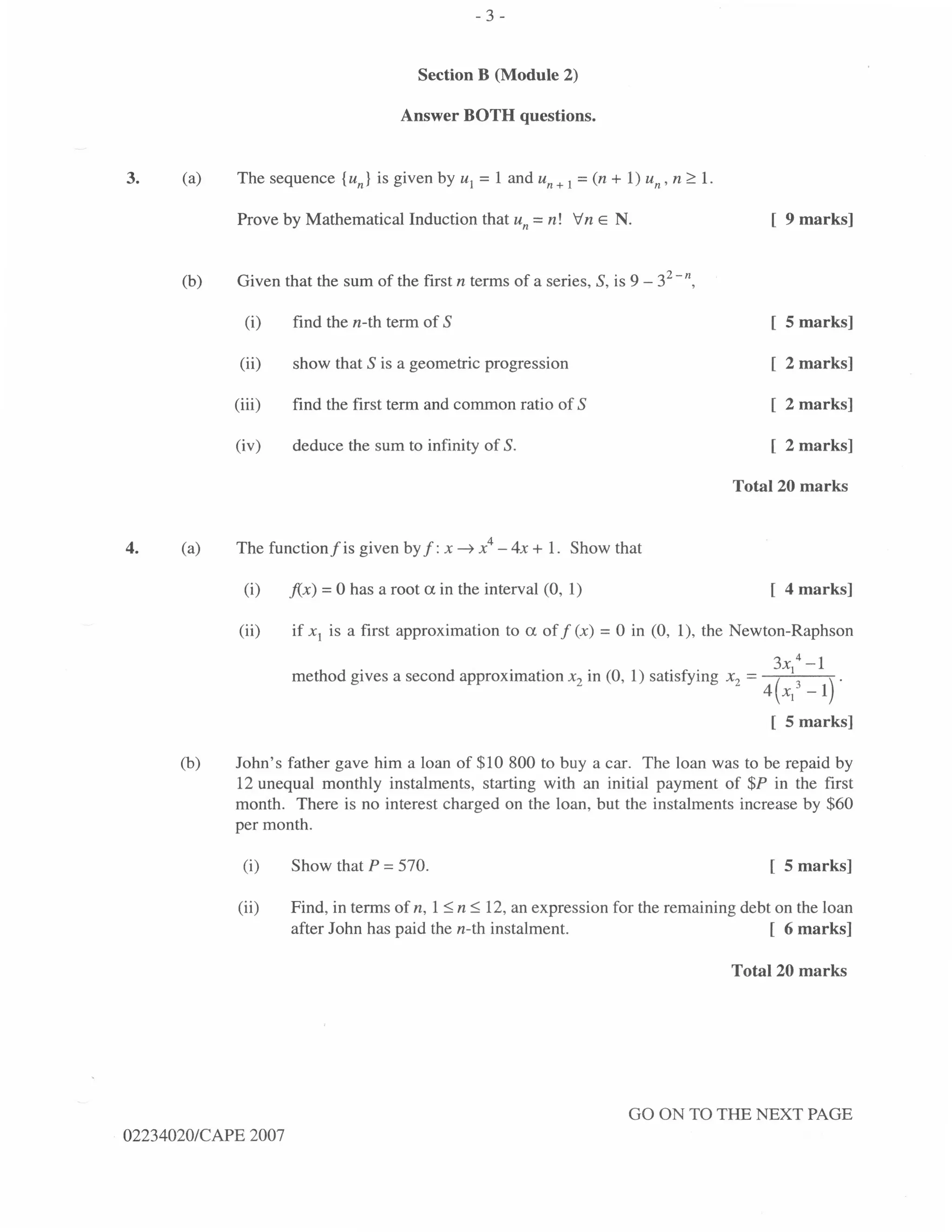 Cape pure math 2007 unit 2 paper 2 | PDF