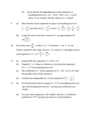 CAPE PURE MATHEMATICS UNIT 2 MODULE 2 PRACTICE QUESTIONS | PDF