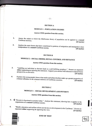 Cape Sociology Unit 2 Study Guide | PDF