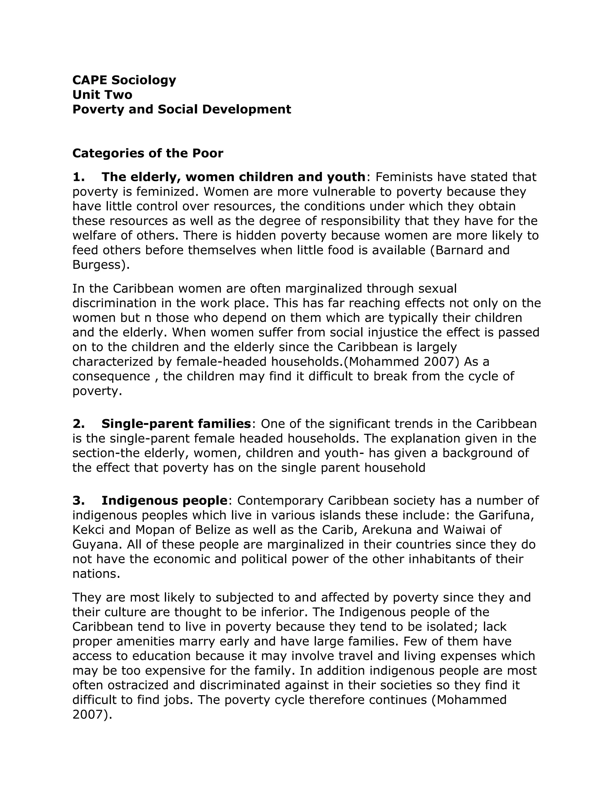 Cape sociology poverty and social development | DOCX