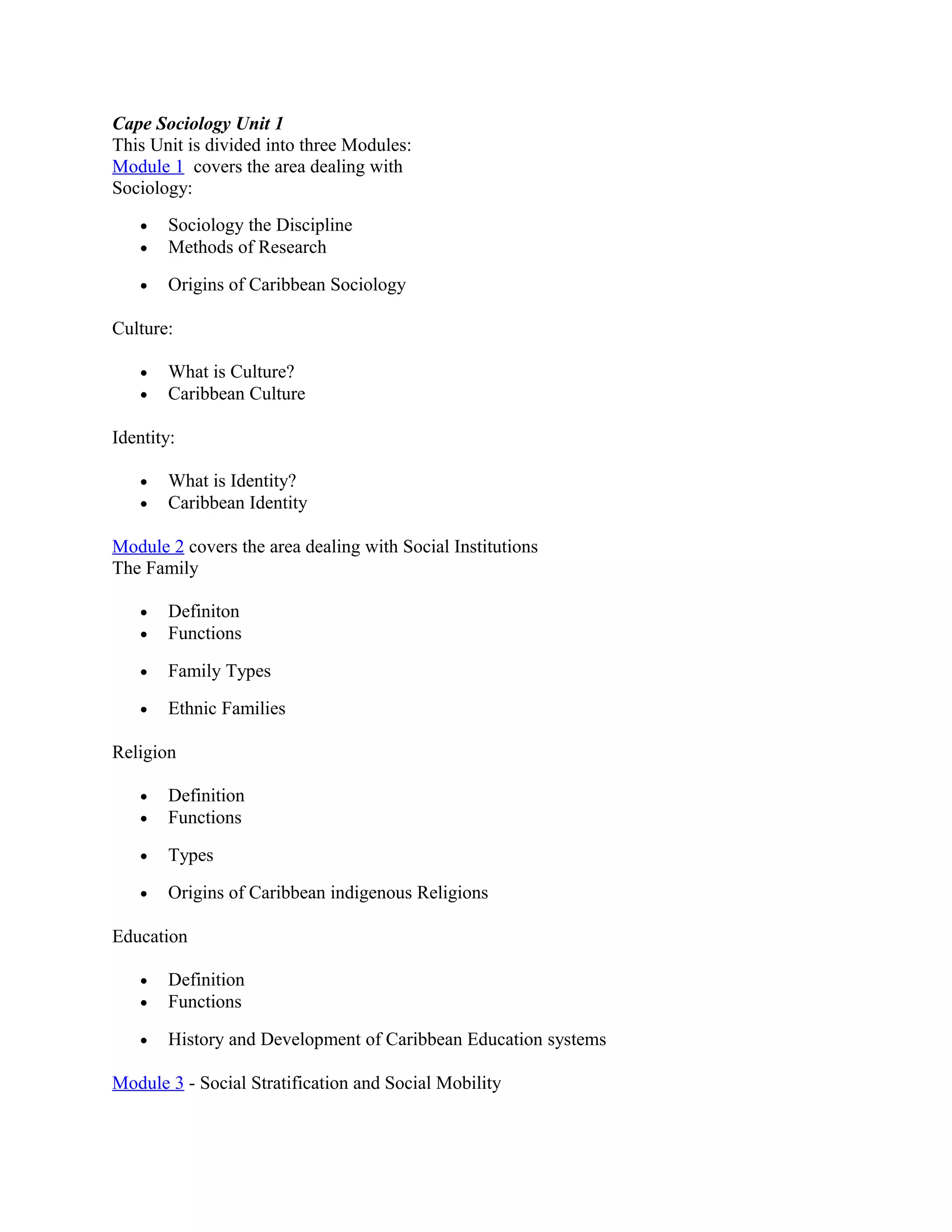 Cape sociology unit 1 | DOC