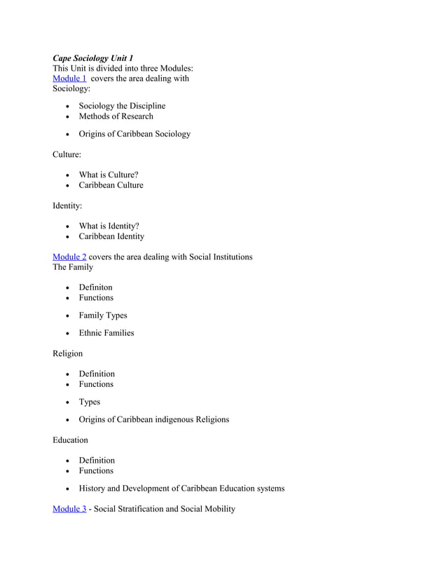 Cape sociology unit 1 | DOC