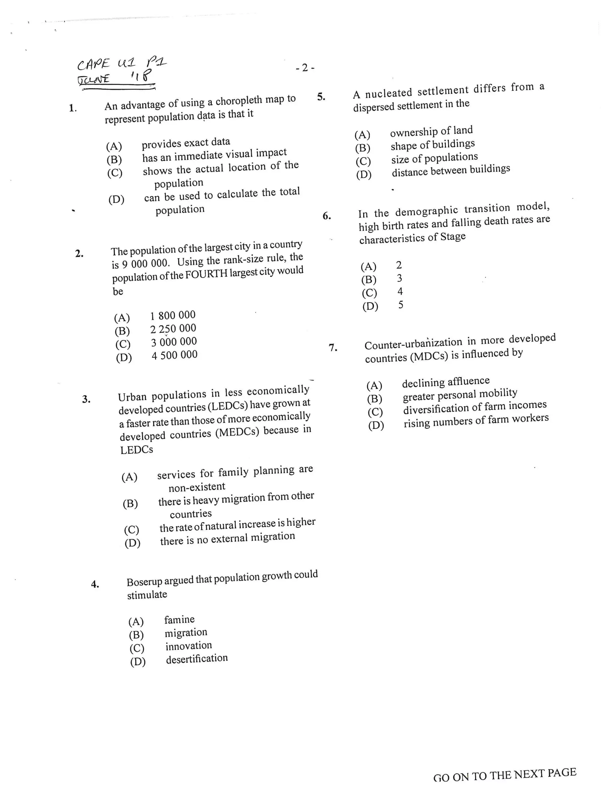 CAPE GEOGRAPHY UNIT 1 PAST PAPER - 2018 | PDF