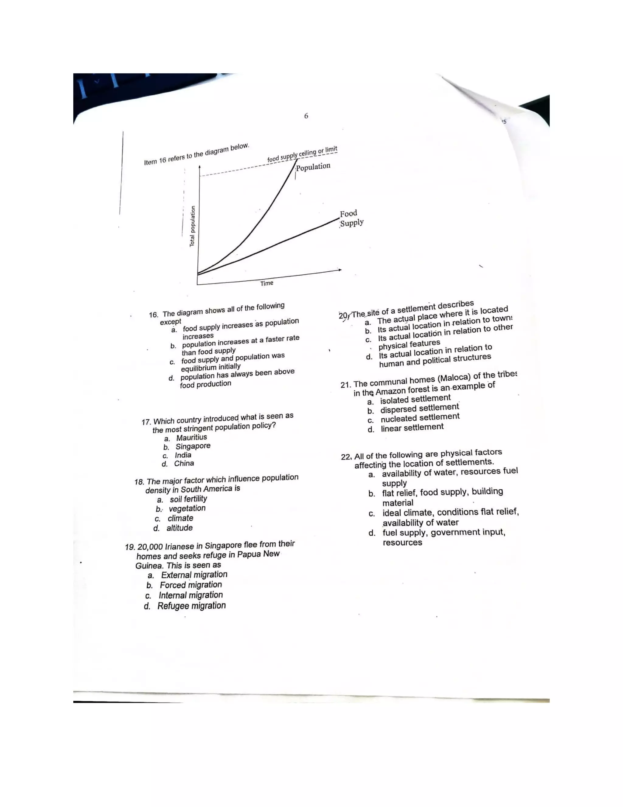 Practice multiple choice past paper for CAPE UNIT 1 Geography | PDF