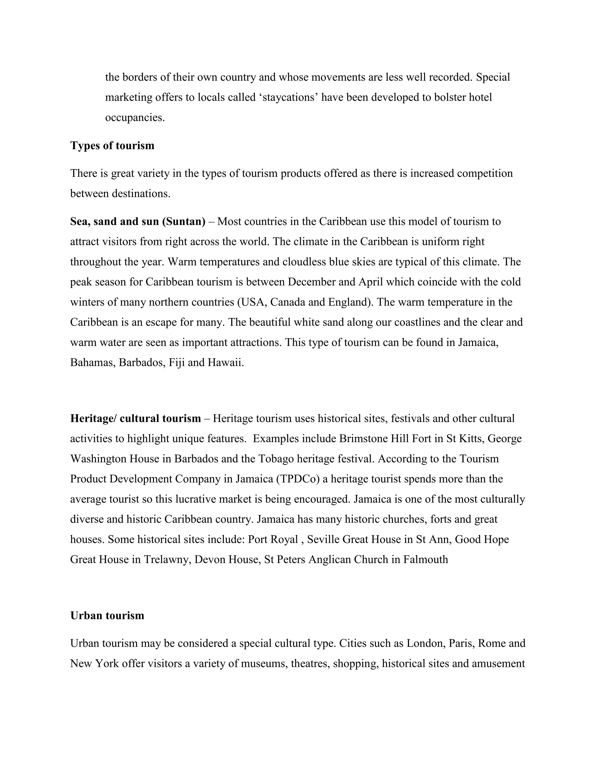 Cape GEOGRAPHY UNIT 2 - MODULE 2 - TOURISM | PDF