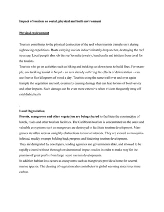 Cape GEOGRAPHY UNIT 2 - MODULE 2 - TOURISM | PDF