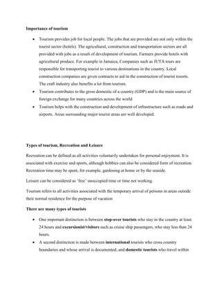 Cape GEOGRAPHY UNIT 2 - MODULE 2 - TOURISM | PDF