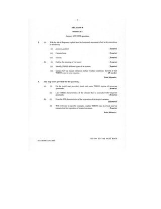 CAPE GEOGRAPHY UNIT 2 PAST PAPER- PAPER 2- 2005 | PDF