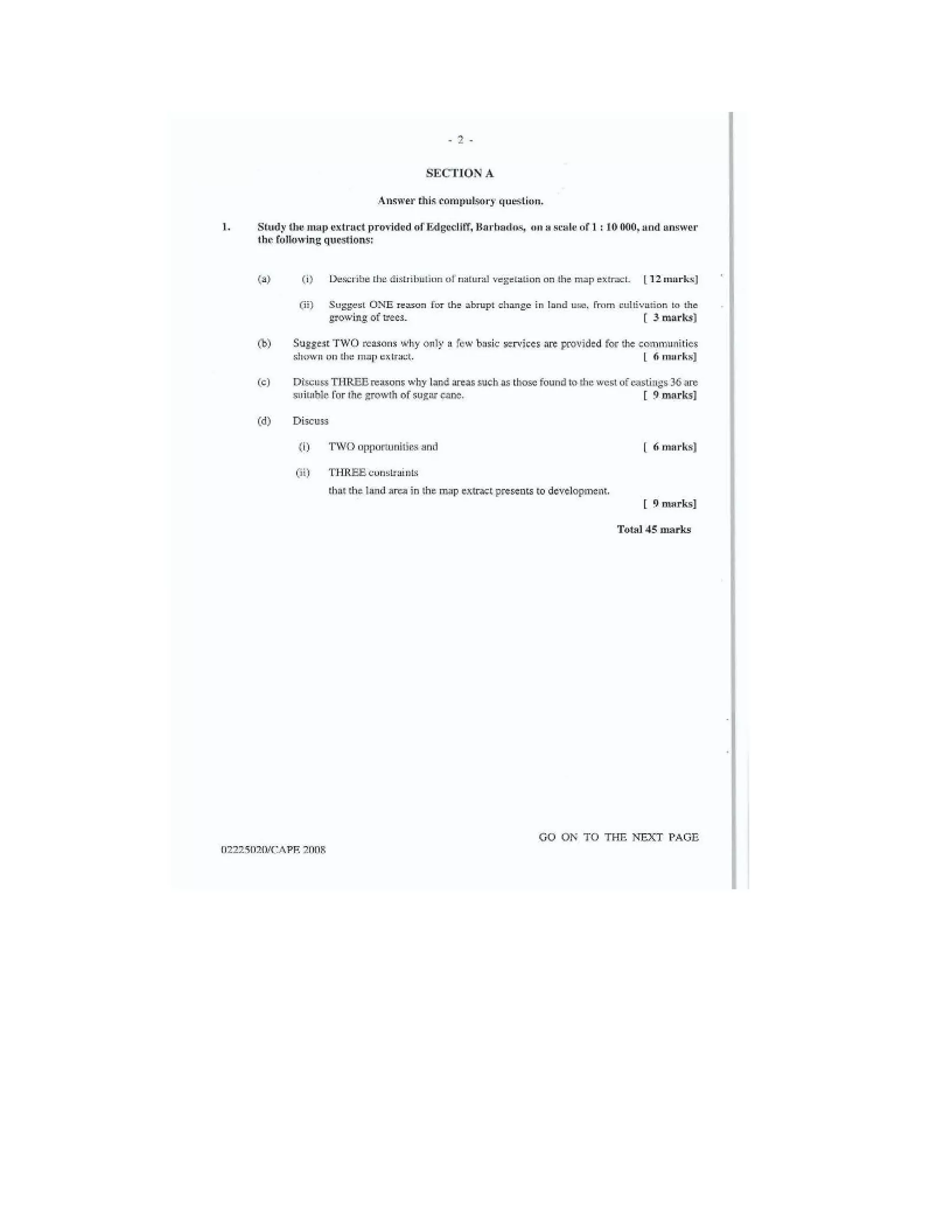 CAPE GEOGRAPHY UNIT 2 PAST PAPER- PAPER 2- 2008 | PDF