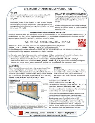 Cape Unit 2 Module 3 Aluminium Extraction Cram Sheet | PDF | Chemistry ...