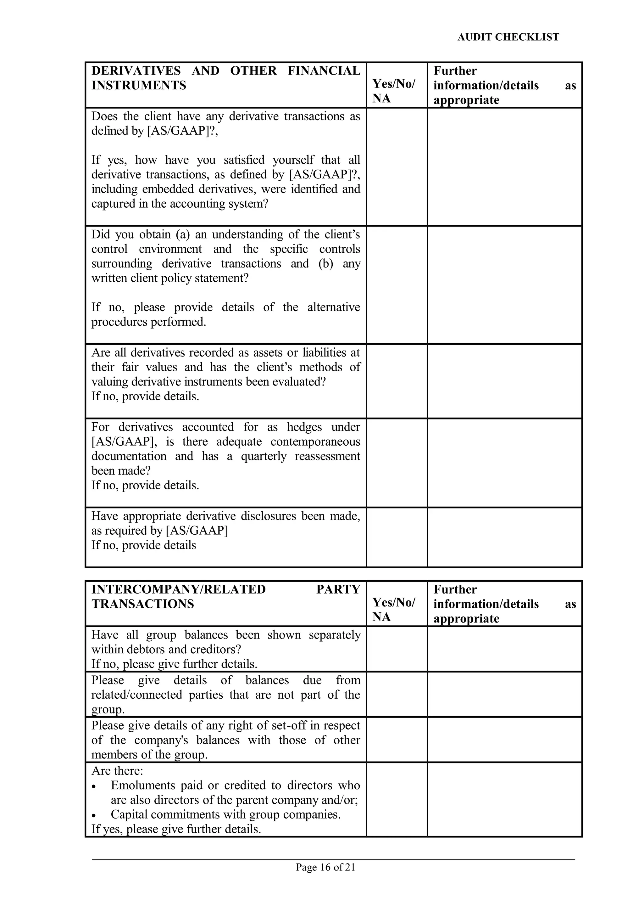 Capex audit checklist | DOC