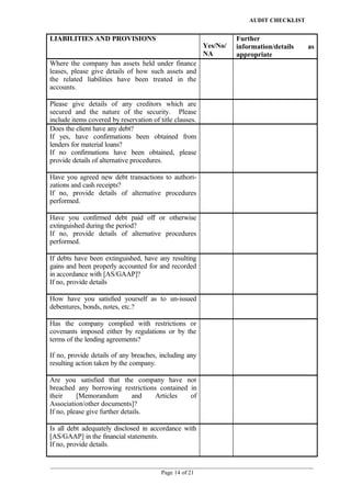 Capex audit checklist | DOC