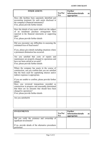 Capex audit checklist | DOC