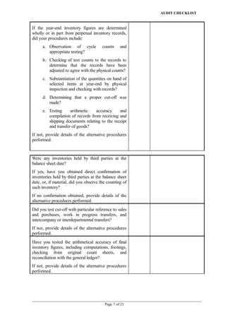 Capex audit checklist | DOC