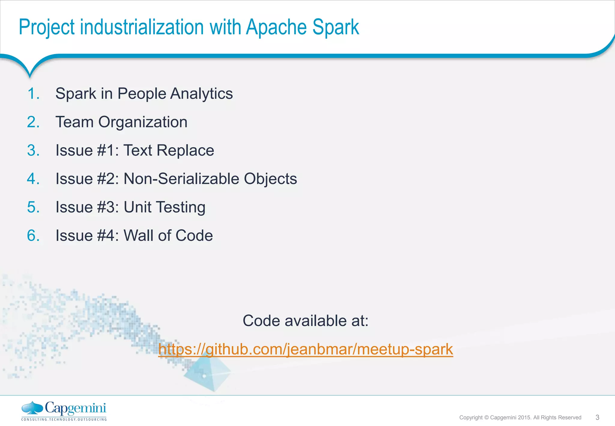 Capgemini - Project industrialization with apache spark | PPT