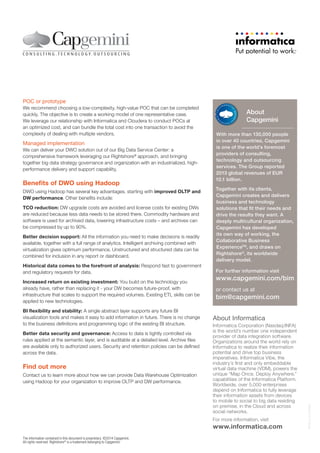 Capgemini Data Warehouse Optimization Using Hadoop | PDF
