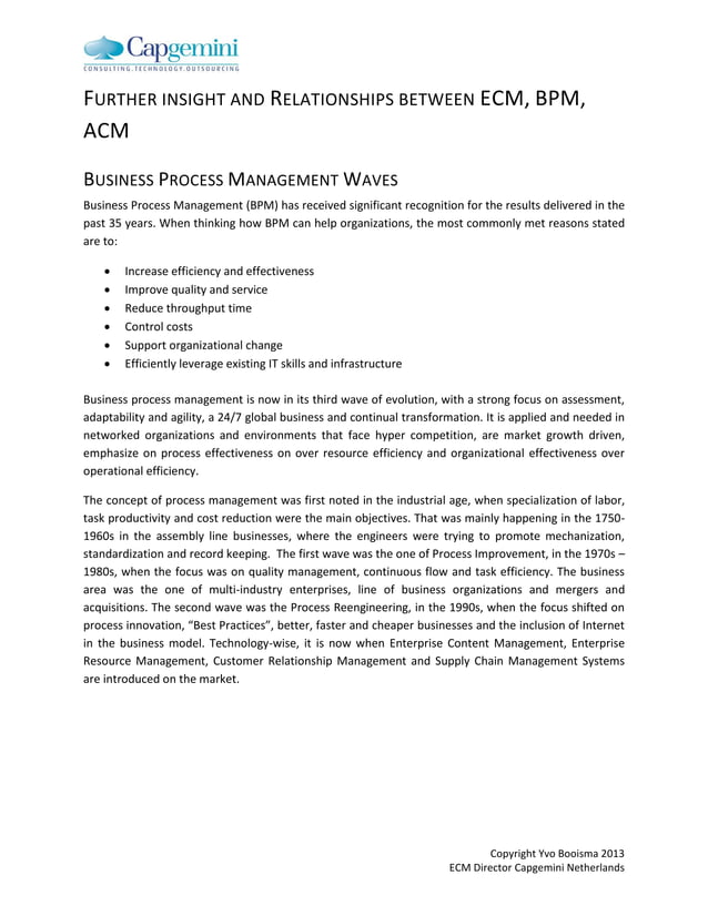 Paper Dynamic Case Management by Capgemini ECM, Yvo Booisma | PDF ...