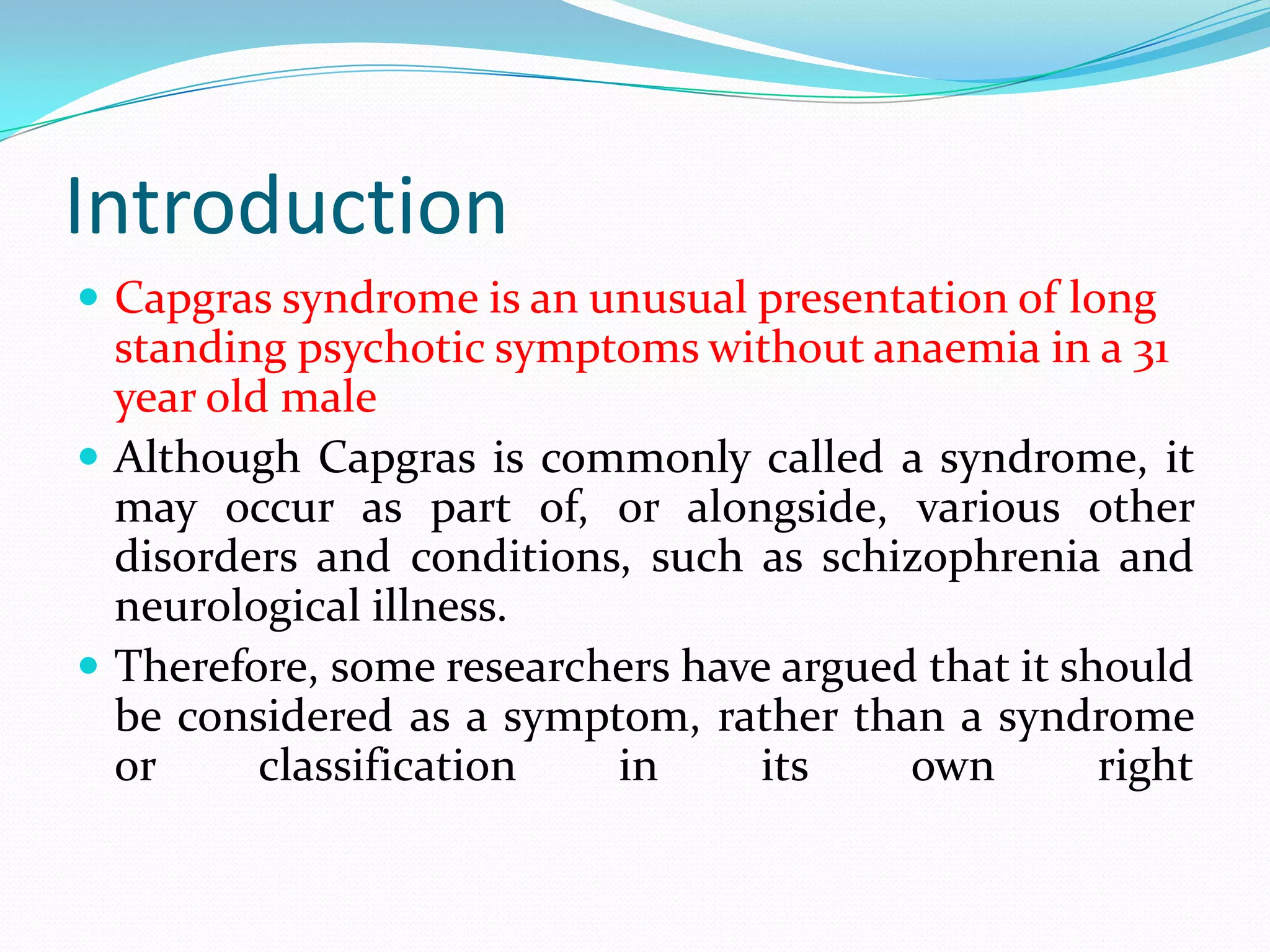 Capgras syndrome---Vit B12 deficiency | PPTX
