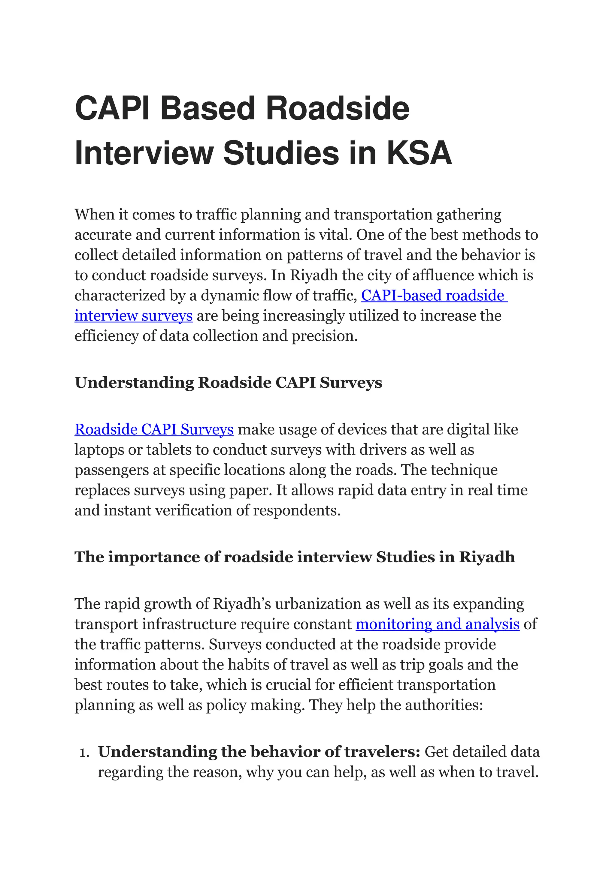 CAPI Based Roadside Interview Studies in KSA | PDF | Free Download