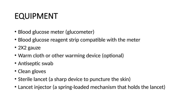 CAPILLARY BLOOD GLUCOSE MONITORING POWERPOINT | PPTX