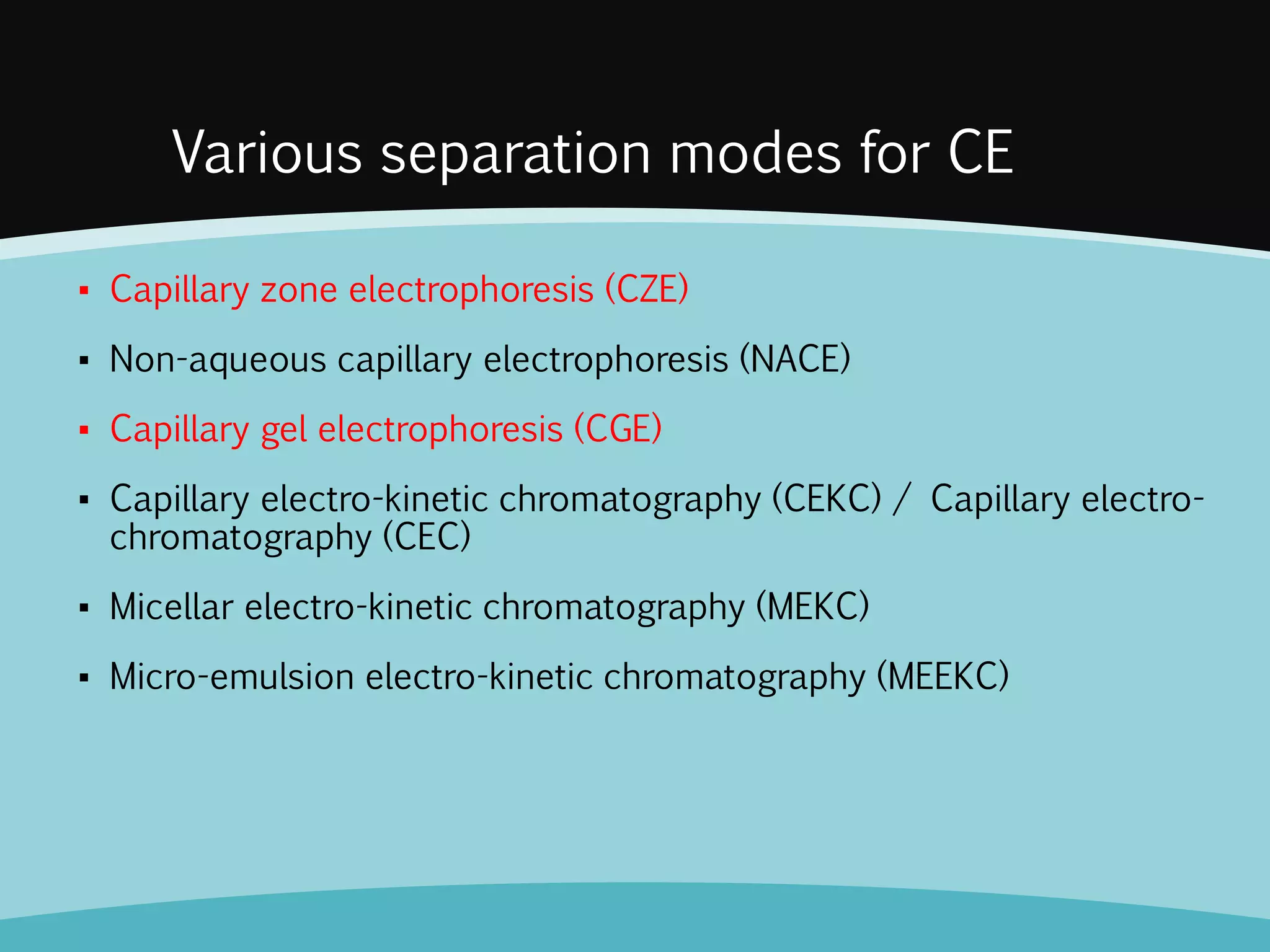 Capillary electrophoresis principles and applications | PPTX