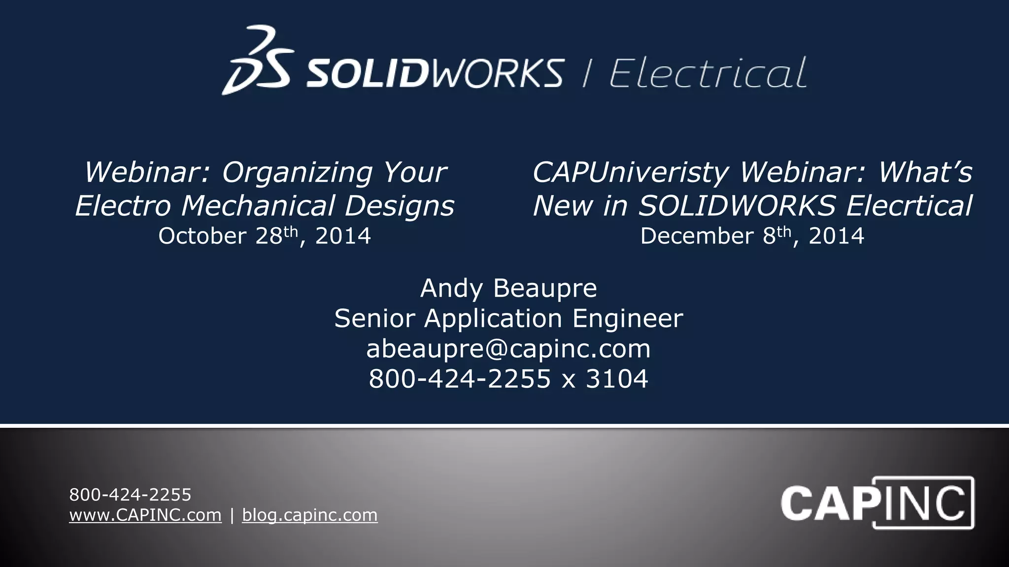CAPINC What's New SOLIDWORKS 2015 - Electrical | PPTX