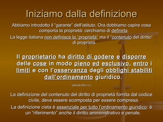 Capire la proprietà privata: attribuzioni e limiti | PPT