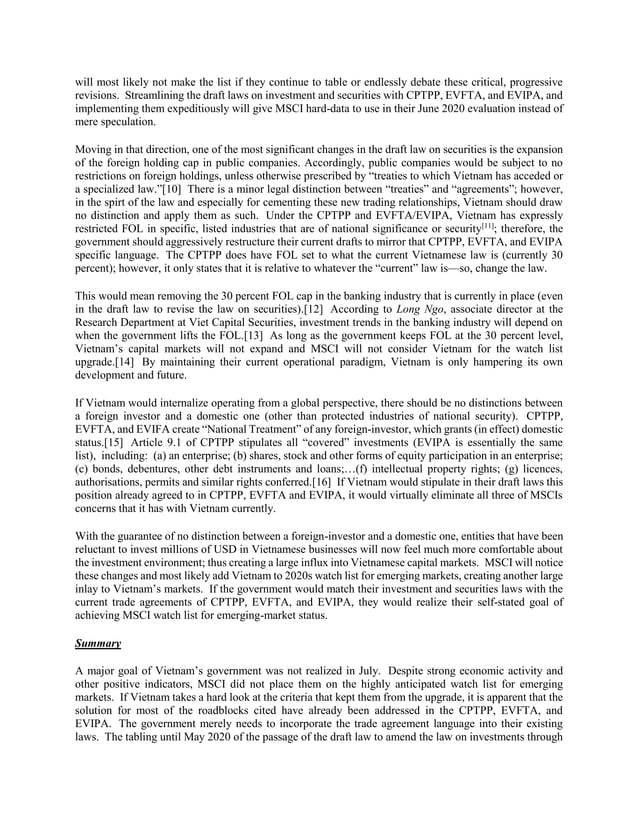 VIETNAM - CAPITAL MARKETS - HOW THE CPTPP, EVFTA/IPA CAN EFFECT MORGAN STANLEY’s 2020 RATING | PDF