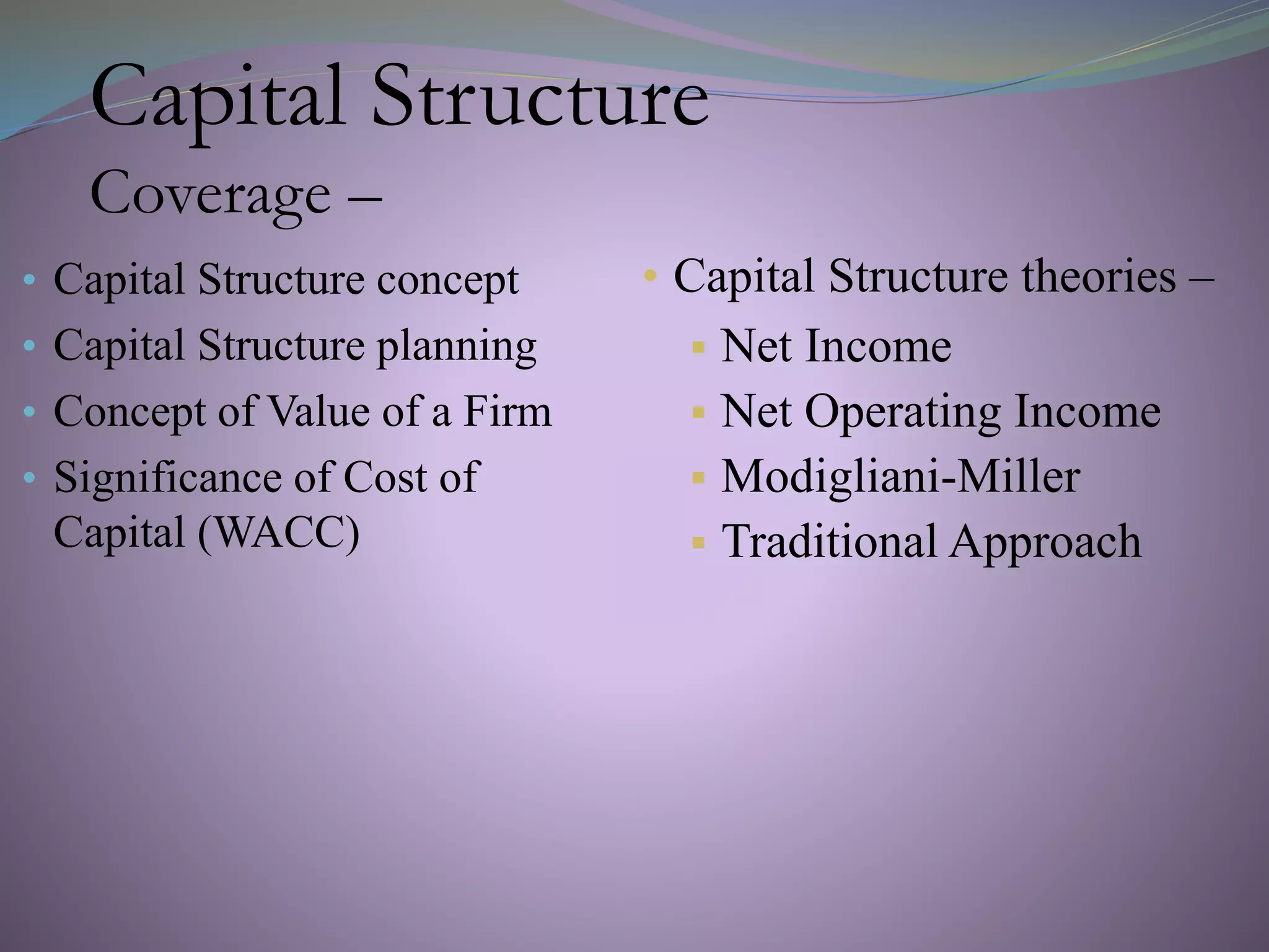 Capital structure-theories | PPTX | Stocks and Bonds | Personal Investing