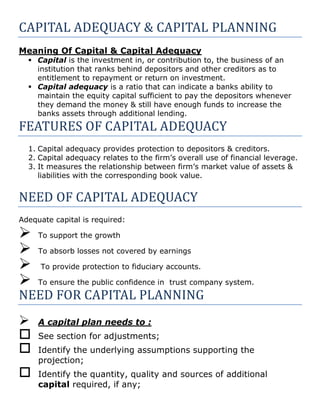 Capital adequacy and capital planning | DOCX