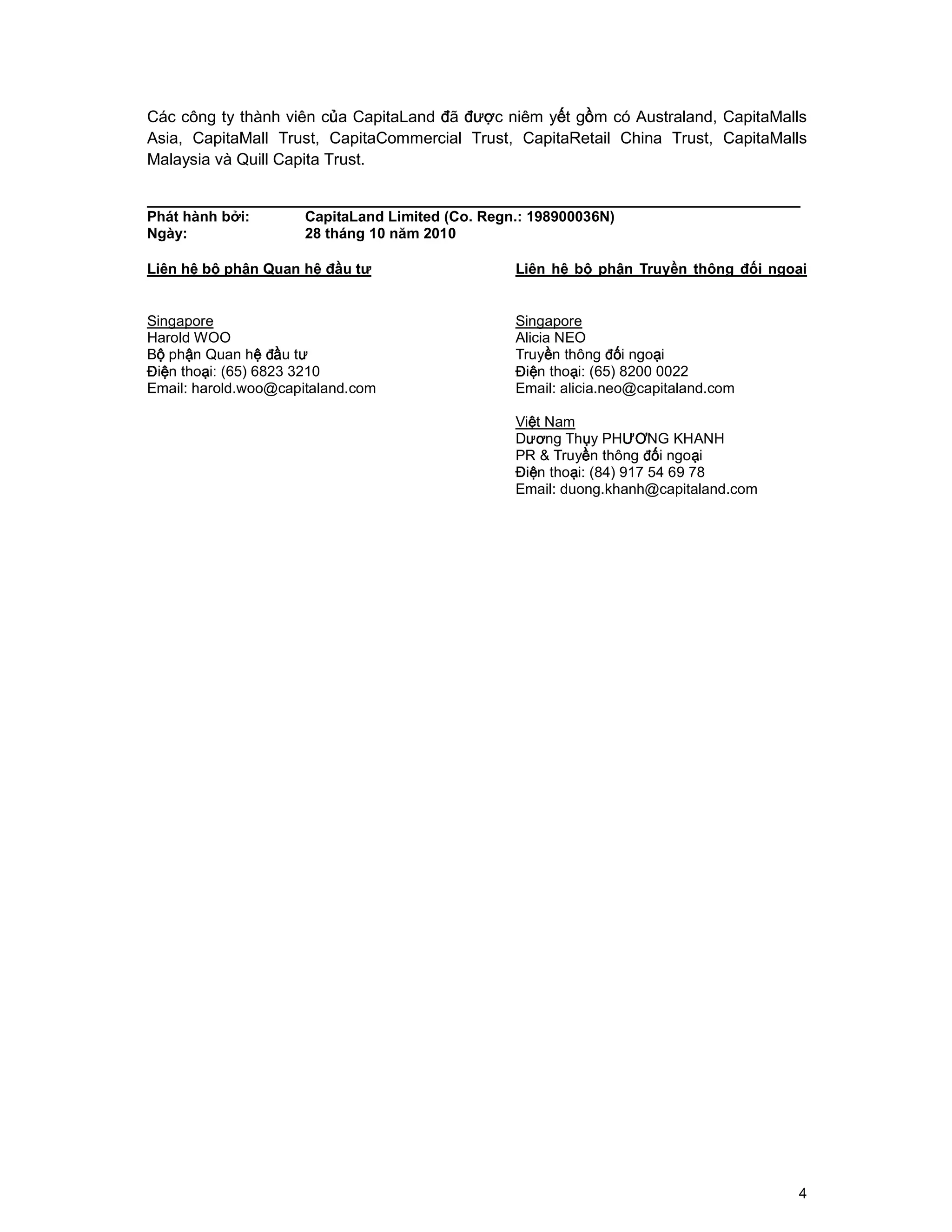 Capitaland 5th Projects In Vietnam Vie | PDF