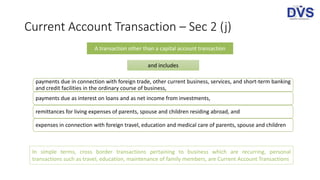 Capital and current account transactions under fema | PPTX