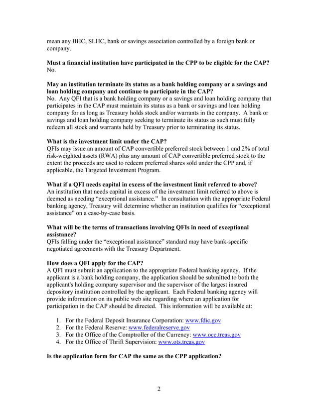 Capital Assistance Program Faqs 02 2009 | PDF