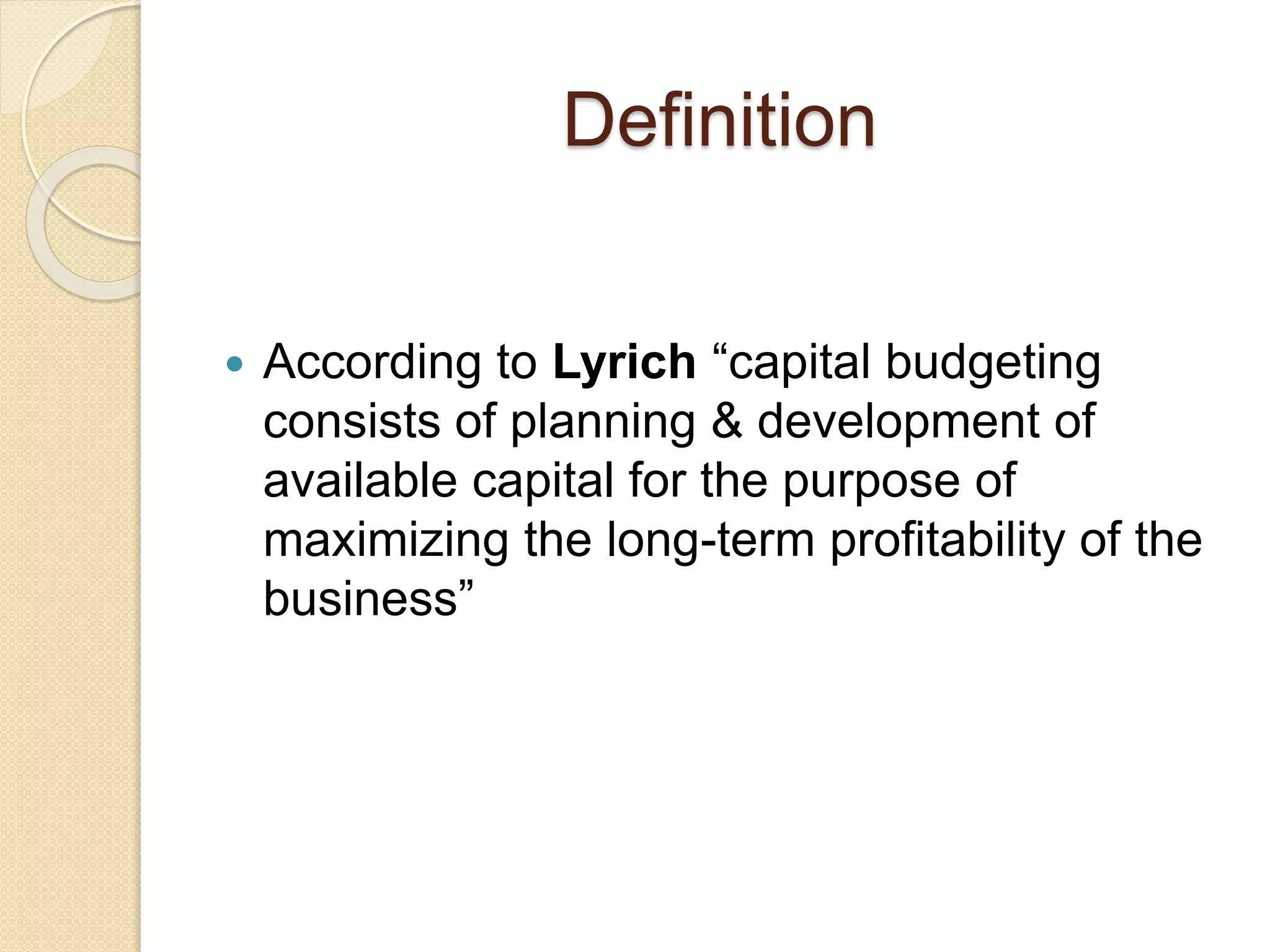 Capital budgeting | PPTX | Business Accounting & Finance | Business