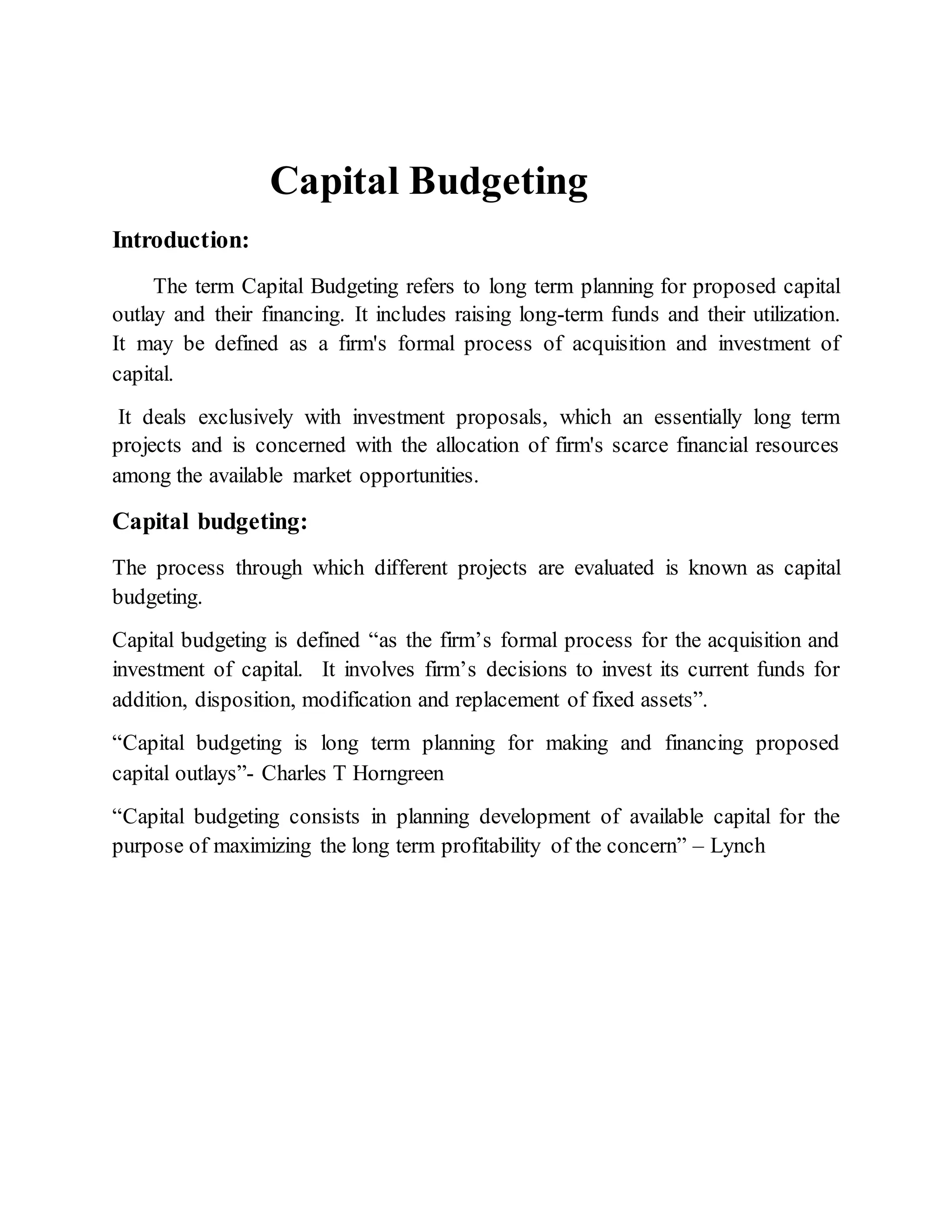 Capital budgeting | DOCX