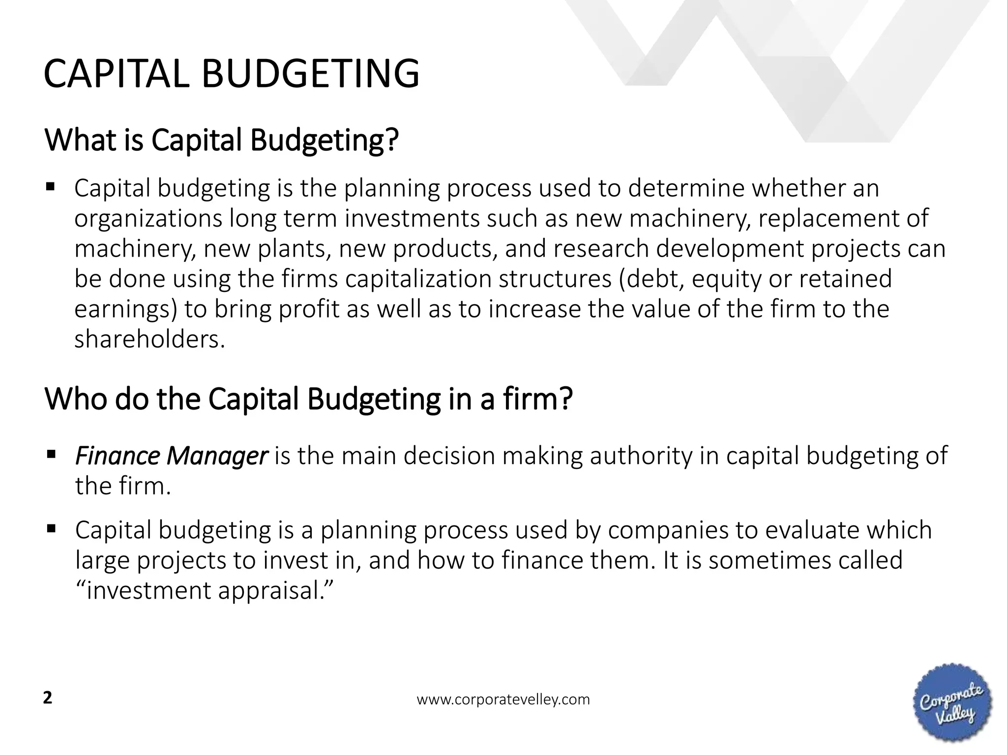 Capital Budgeting - With Real World Examples | PPTX