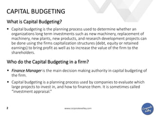 Capital Budgeting - With Real World Examples | PPTX