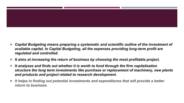 capital budgeting presentation mcom pptx | PPTX | Stocks and Bonds ...