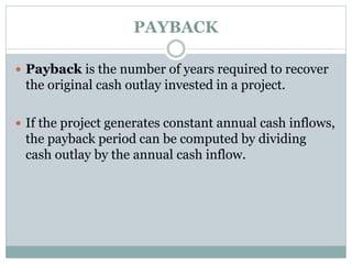 Capital budgeting techniques: NPV,IRR,ARR | PPT